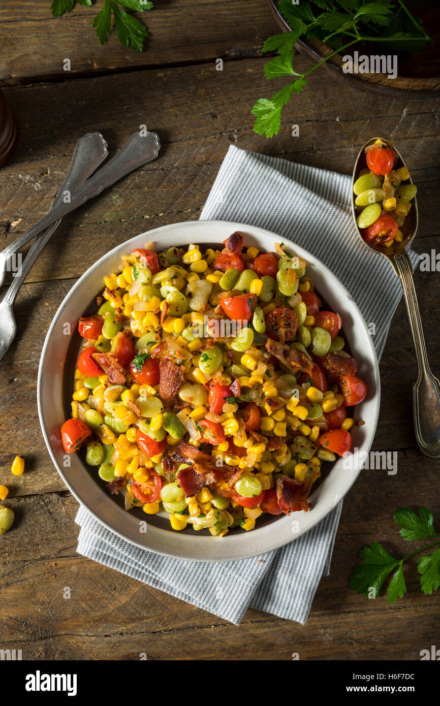 Homemade Succotash with Lima Beans Corn and Bacon Stock Photo - Alamy
