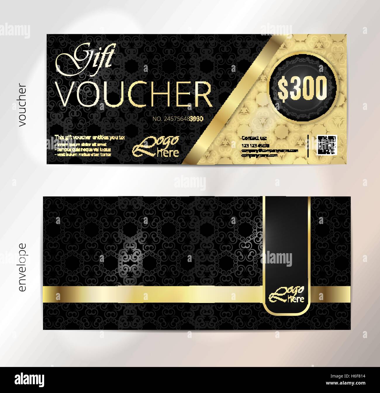 Vector illustration,Gift voucher template with clean and modern pattern ...