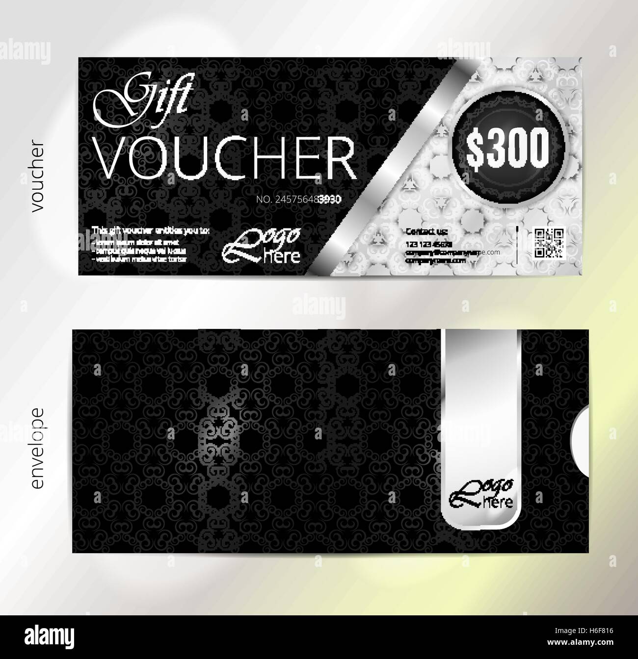 Vector illustration,Gift voucher template with clean and modern pattern ...