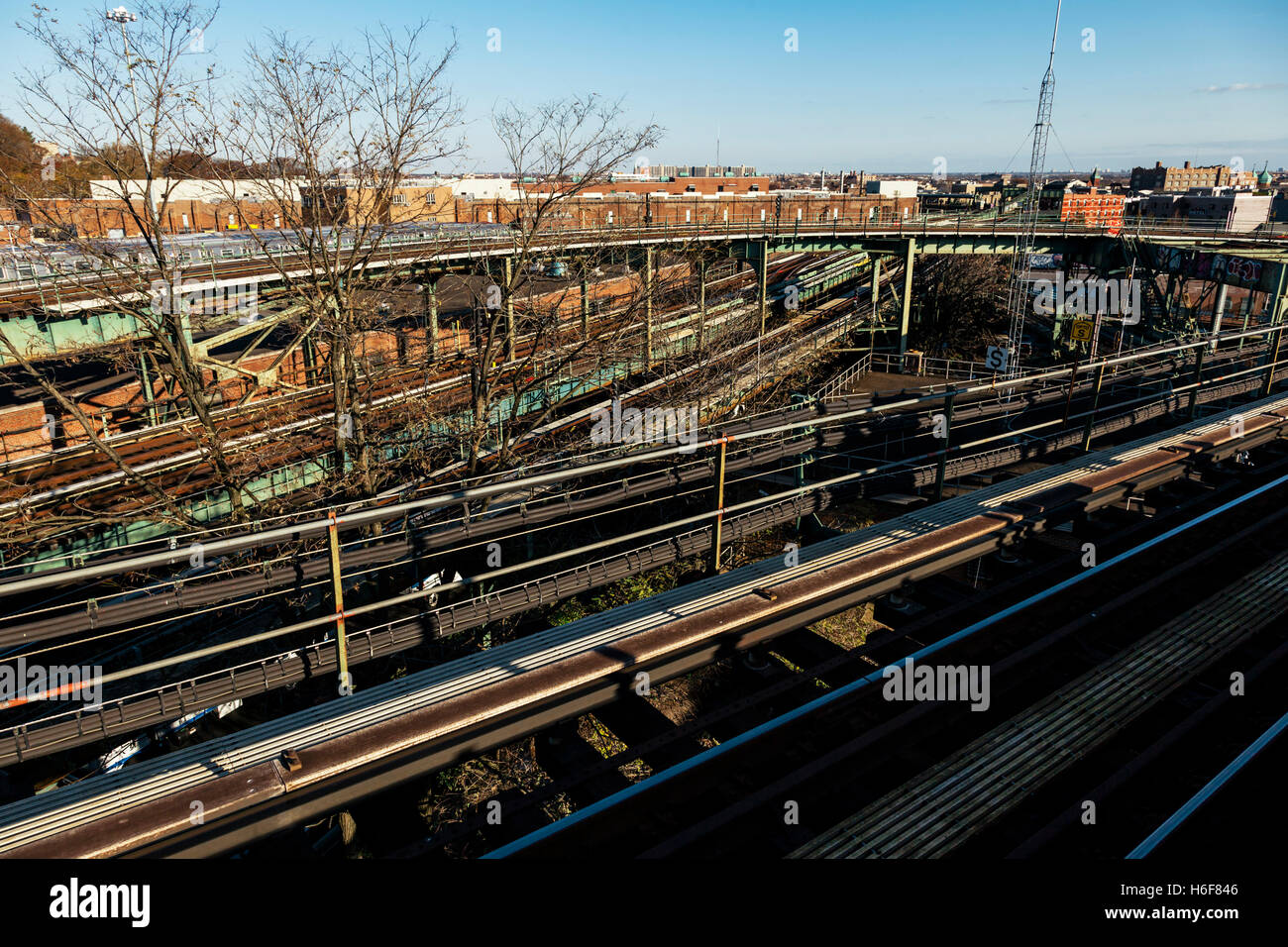 The view seen from the Broadway Junction station's platform in Brookly ...