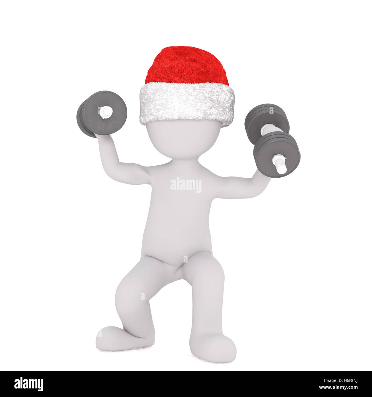 Strong 3D illustrated figure holds dumbbells and struggles to remain ...