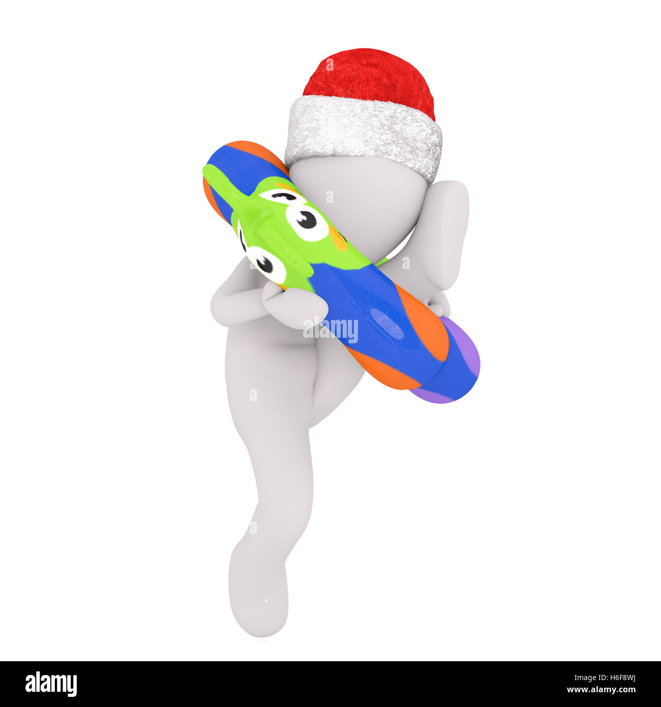 Single 3D illustrated figure holds plastic tube with cartoonish face ...