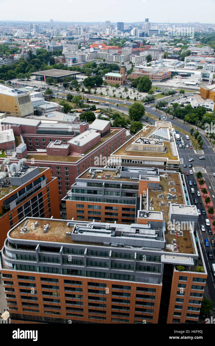 Berlin concert hall and skyline as seen from a skyscraper in Potsdamer ...