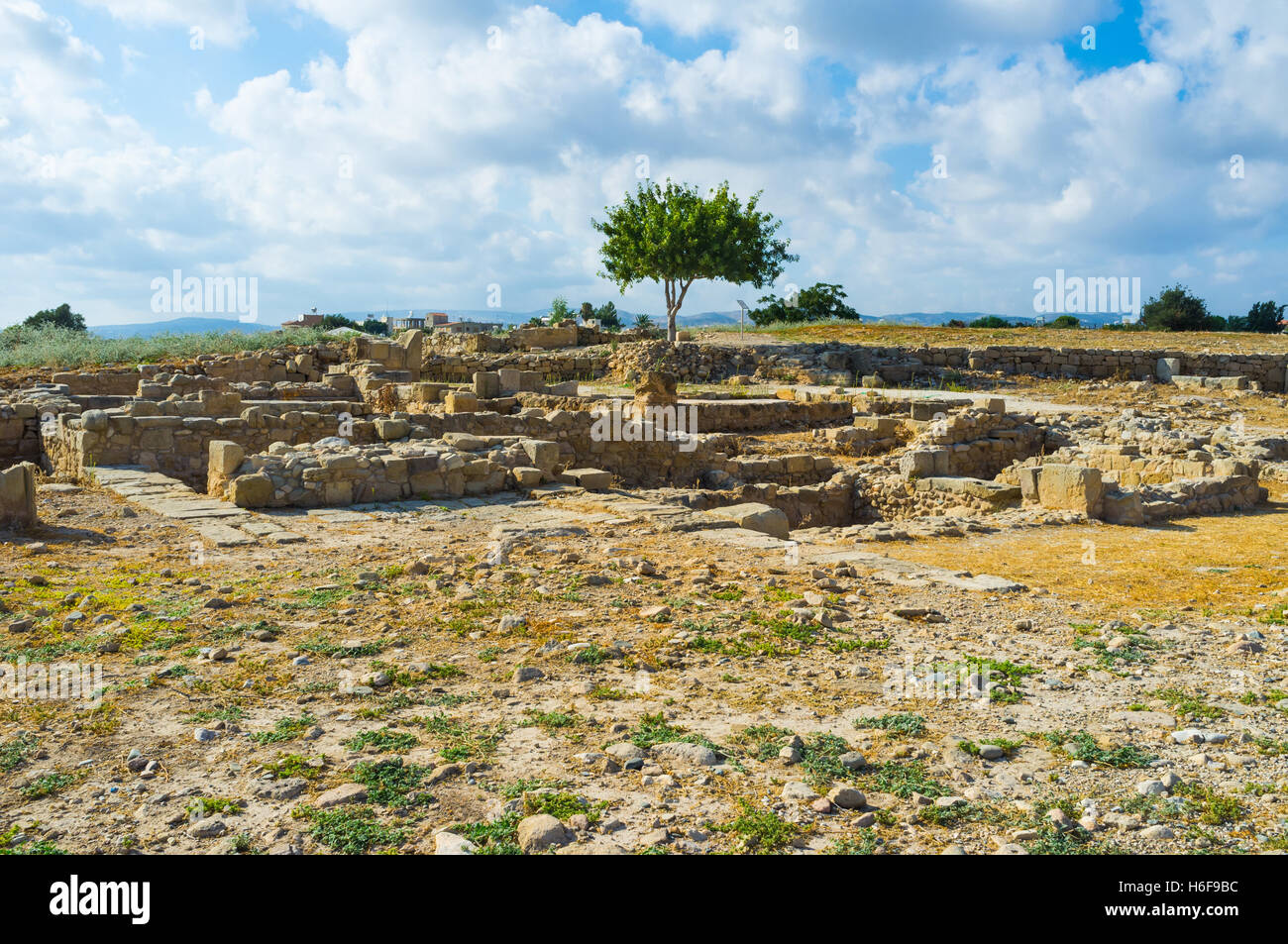 The antique ruins of the Aphrodite Sanctuary at the archaeological site ...