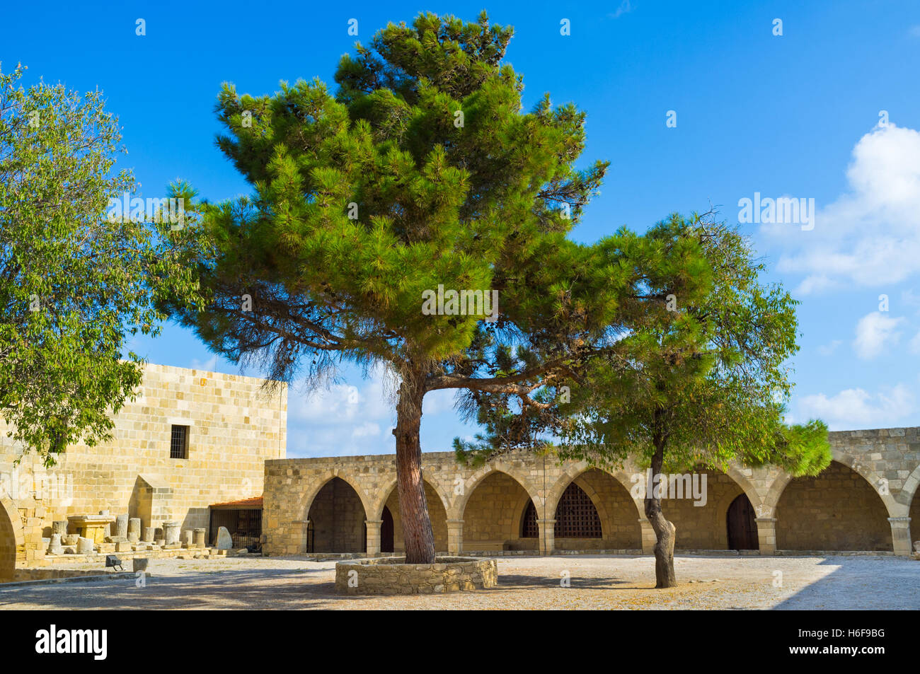 The courtyard of the museum of the Aphrodite Sanctuary, located at the ...