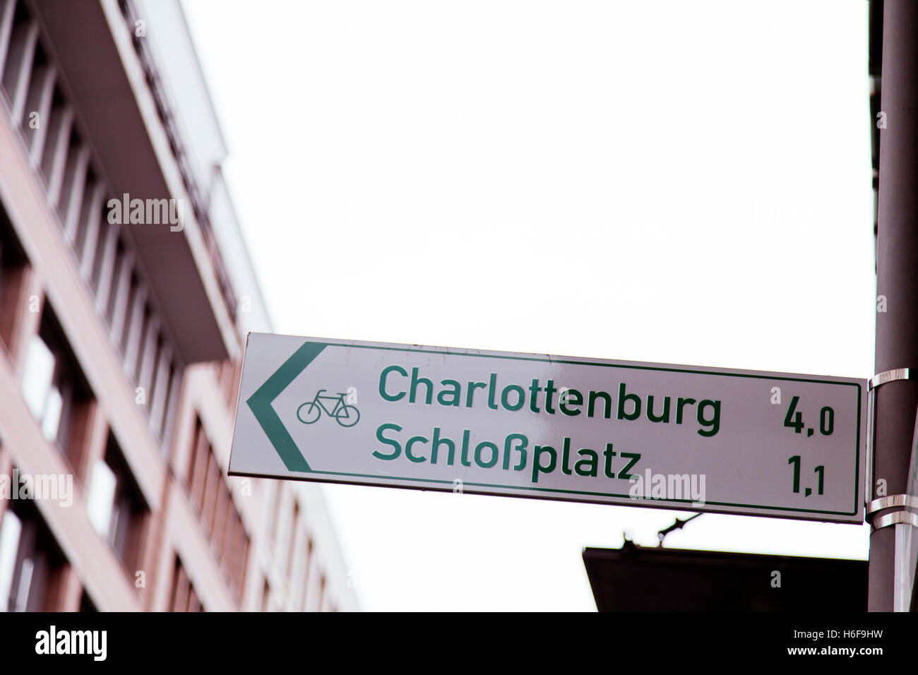 Street sign depicting the direction and distance to Charlottenburg in ...