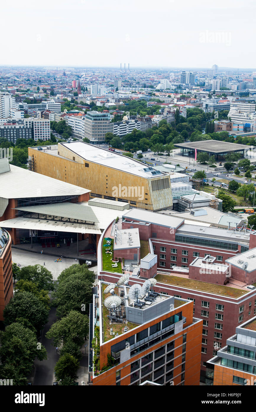 Berlin concert hall and skyline as seen from a skyscraper in Potsdamer ...