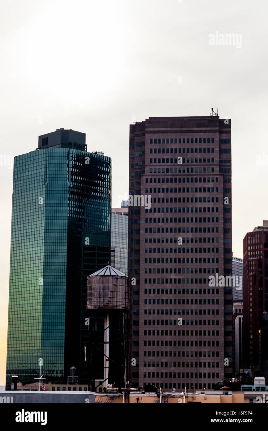 Manhattan office buildings at dusk Stock Photo - Alamy