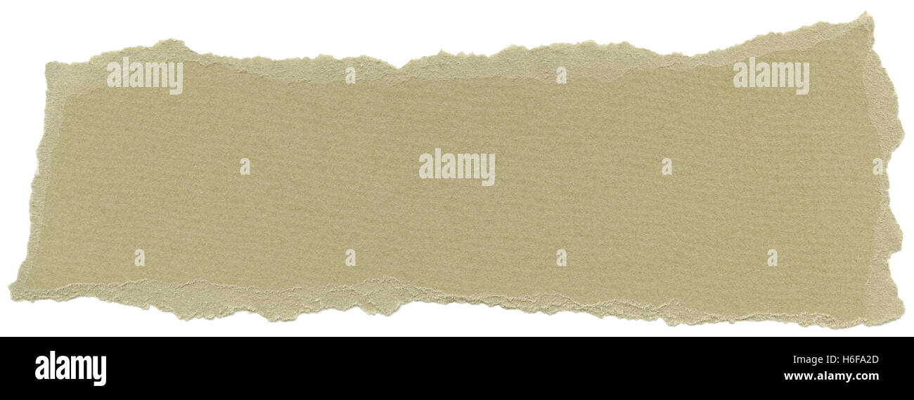 Texture of sand brown fiber paper with torn edges. Isolated on white ...
