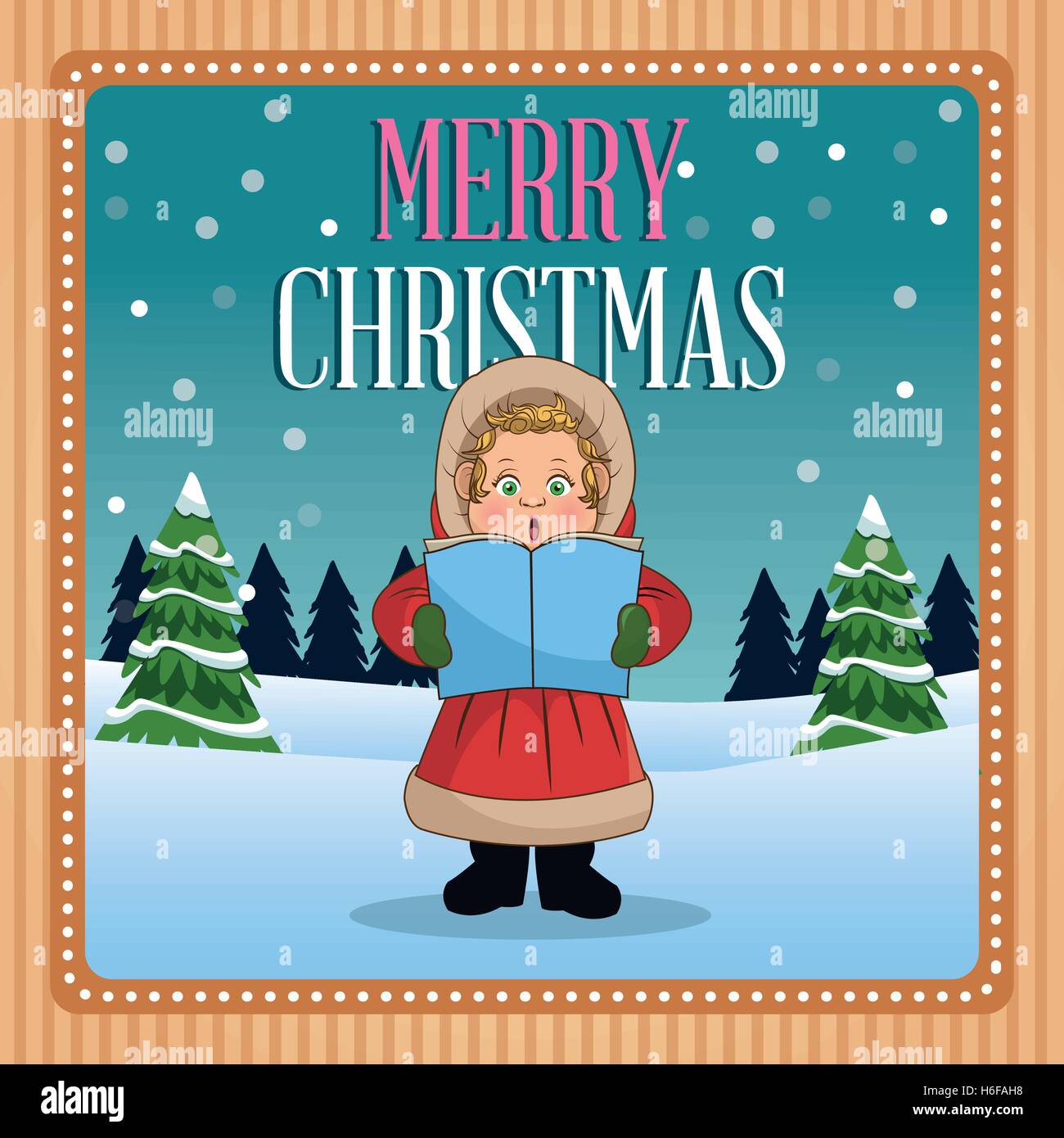 Singing cartoon of Christmas carol design Stock Vector Image & Art - Alamy