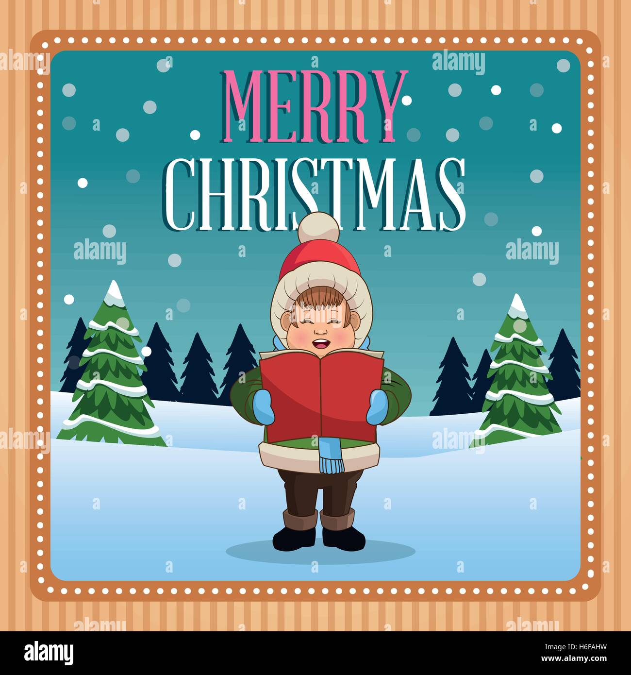 Singing cartoon of Christmas carol design Stock Vector Image & Art - Alamy