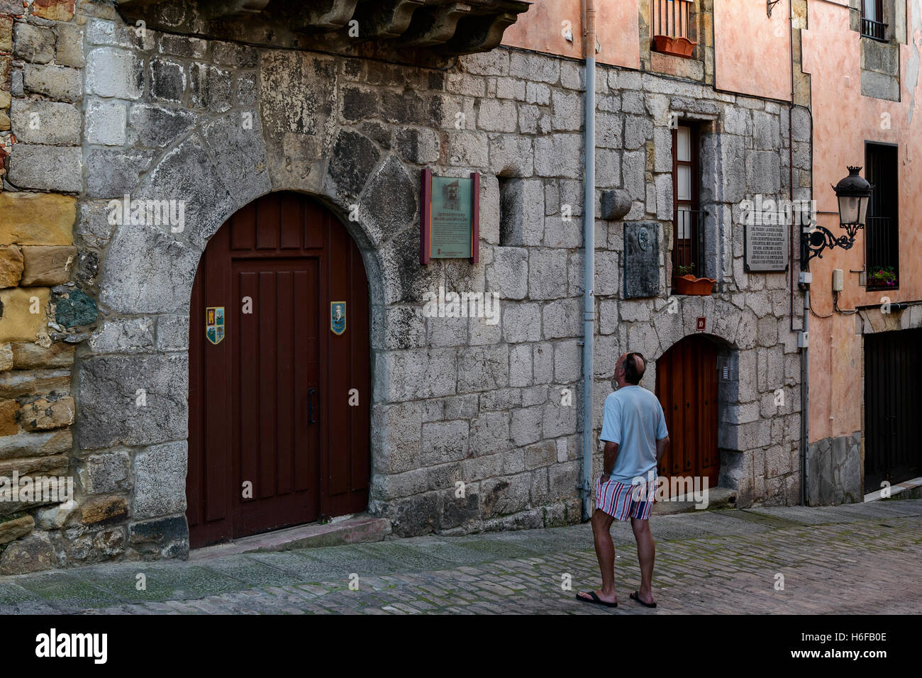 Facade of the fortress home of Don Diego Cacho, Laredo, Cantabria ...