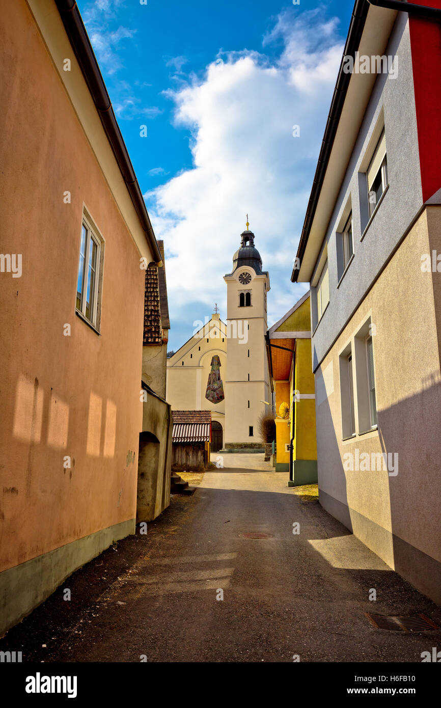Town of Bad sankt Leonhard im Lavanttal colorful streetscape and church ...