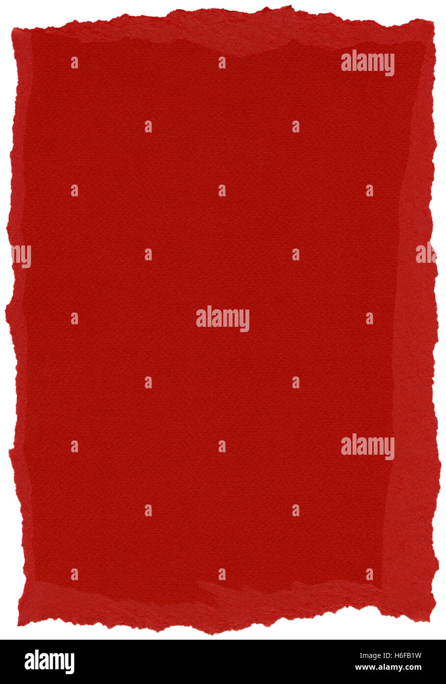 Texture of dark red fiber paper with torn edges. Isolated on white ...