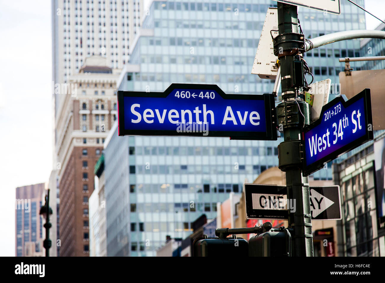 Street signs depicting it is the intersection between Seventh Ave. and ...