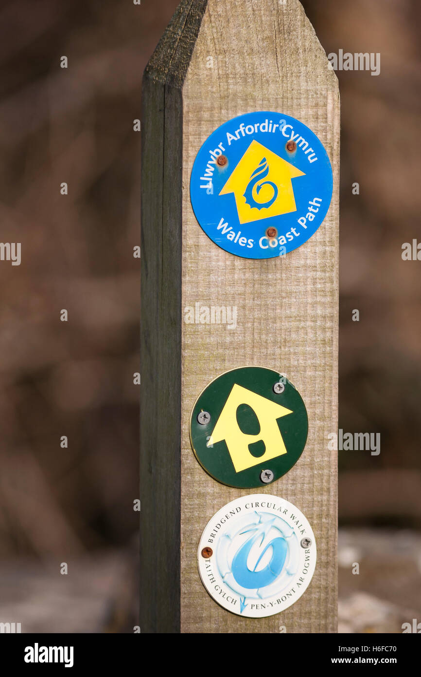 coast path way marker Stock Photo - Alamy
