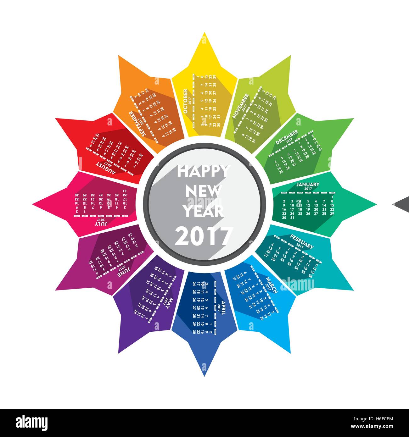 color new year 2017 calendar design using arrow Stock Vector Image ...