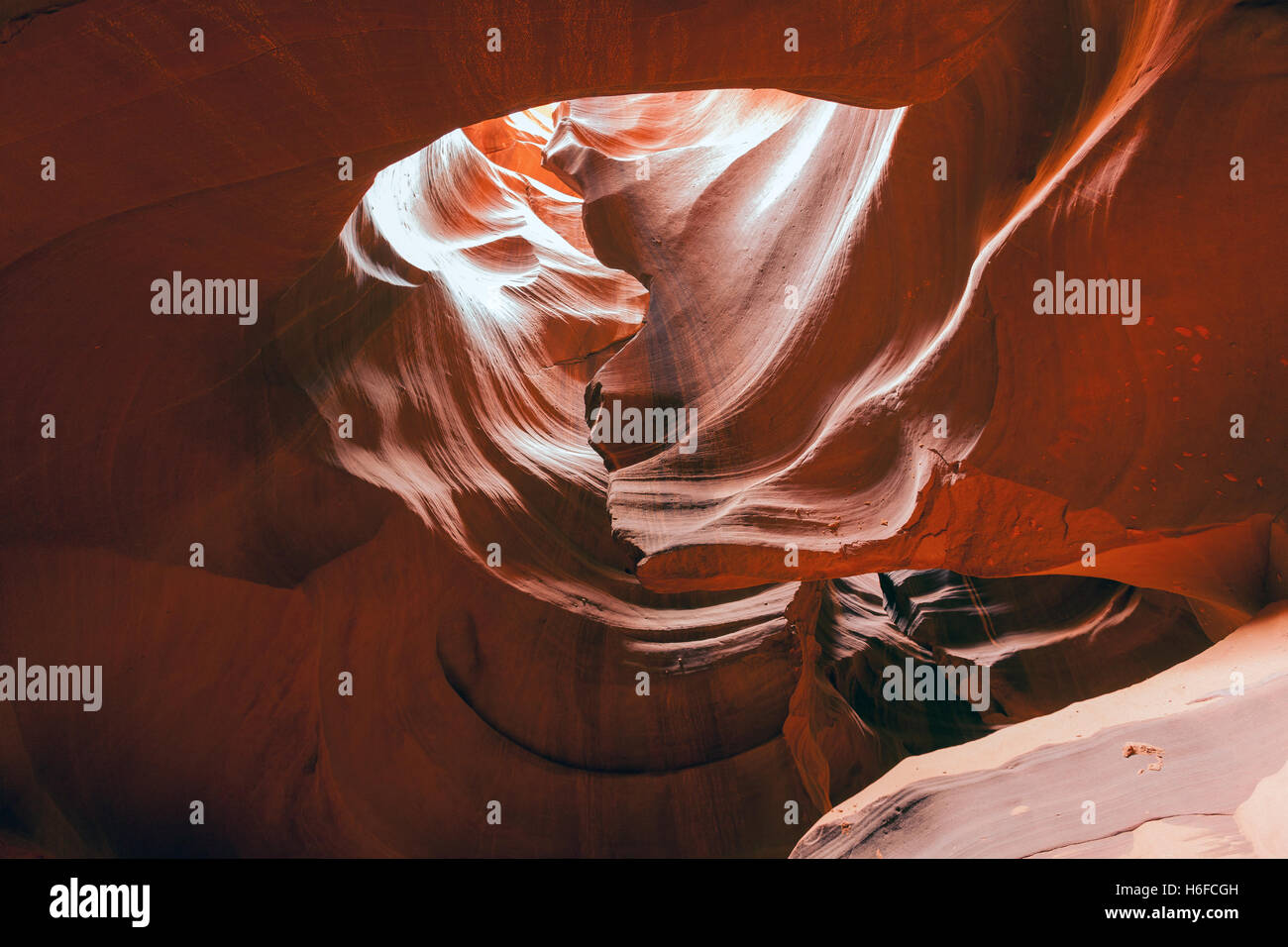 Amazing light and sandstone patterns in the Antelope canyon, Utah Stock ...