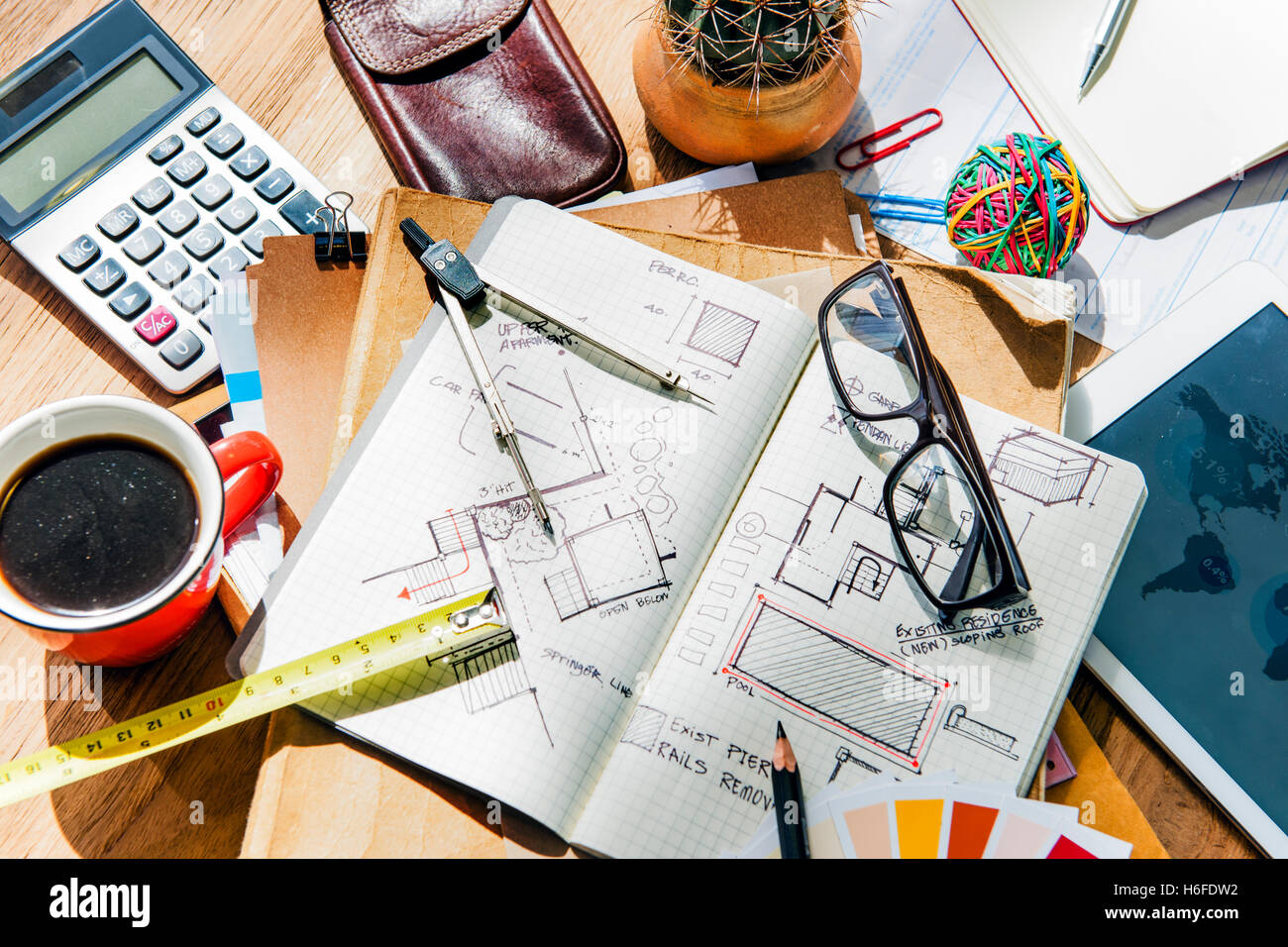 Blueprint Architecture Draft Interior Design Concept Stock Photo - Alamy