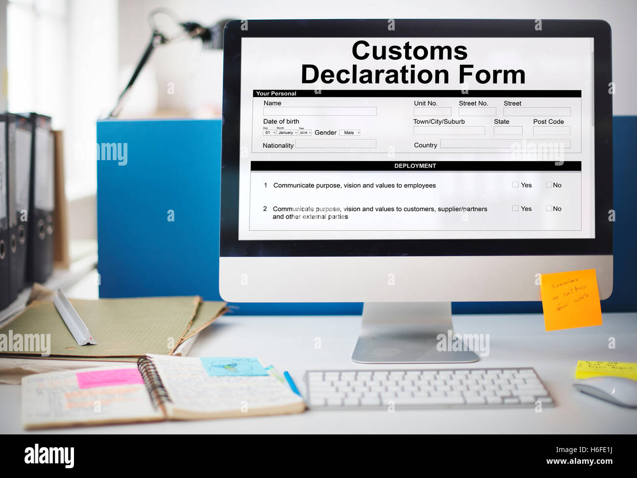 Customs Declaration Form Invoice Freight Parcel Concept Stock Photo - Alamy