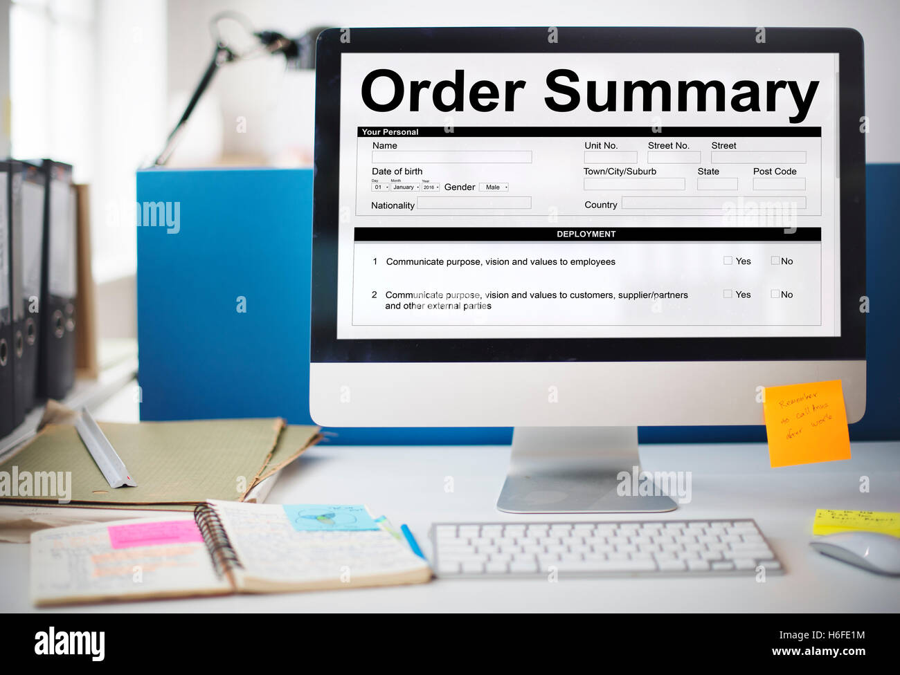 Order Summary Document Form Invoice Concept Stock Photo - Alamy