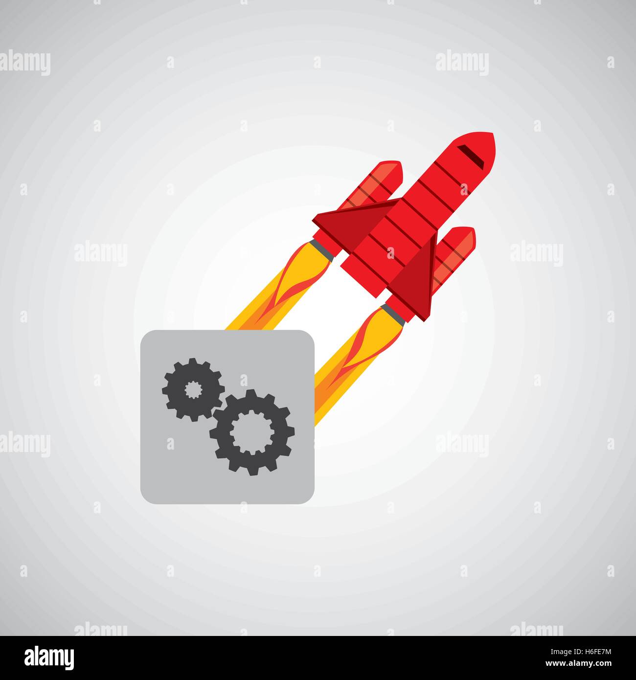 red rocket concept business teamwork cooperation vector illustration ...