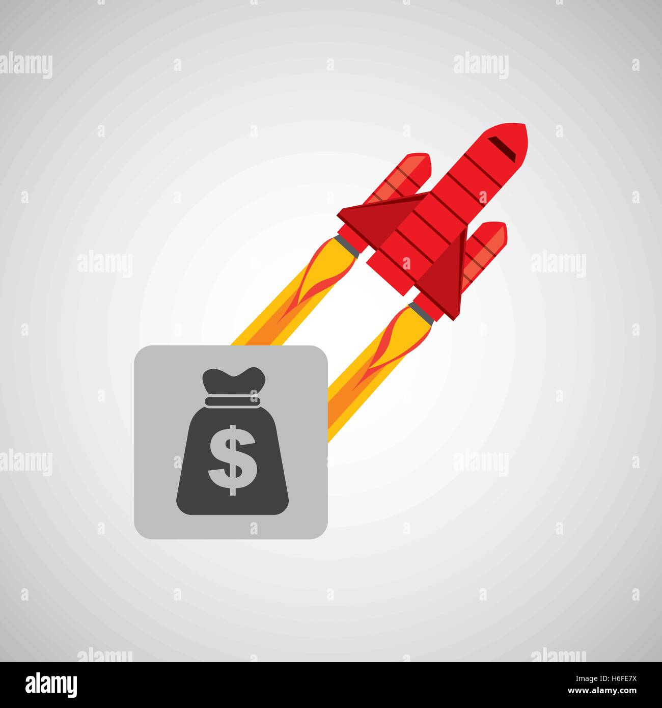 red rocket concept business bag money vector illustration Stock Vector ...