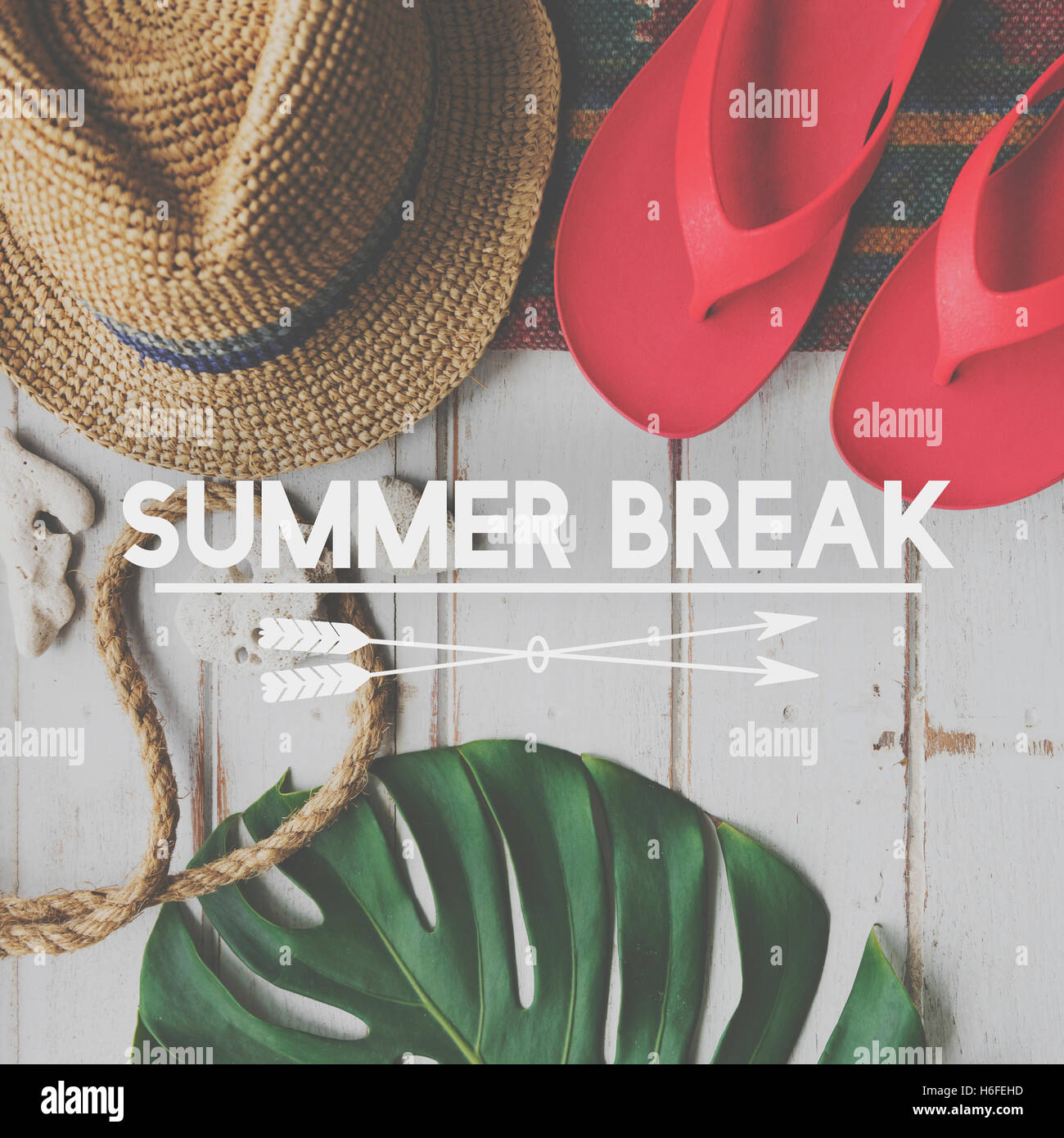 Summer Break Lifestyle Flipflop Vacation Words Concept Stock Photo - Alamy
