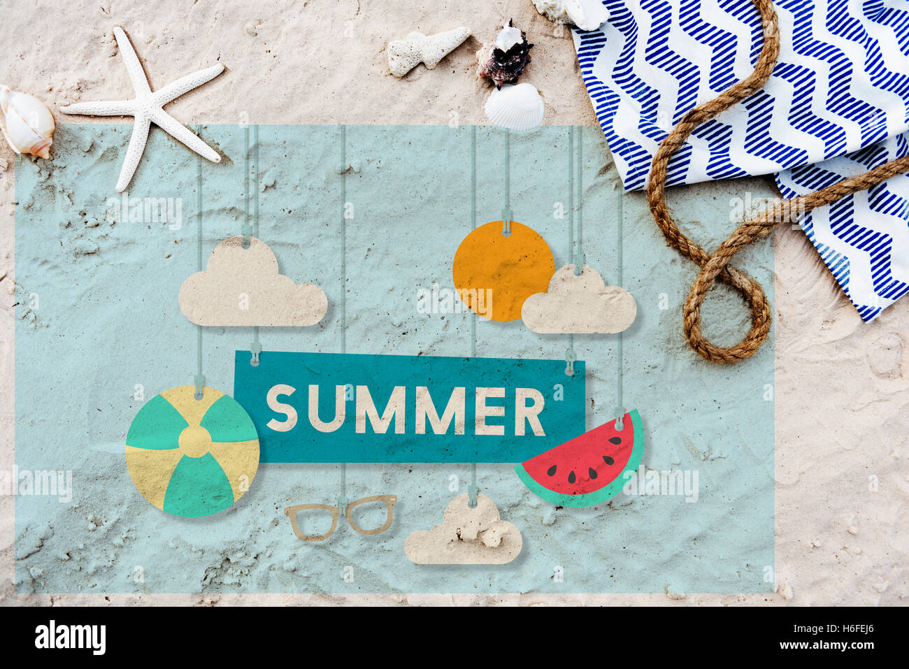 Summer Break Fun Party Banner Concept Stock Photo - Alamy
