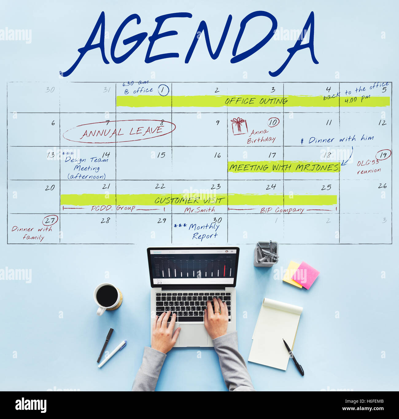 Agenda Timetable Calendar Schedule Graphic Stock Photo - Alamy