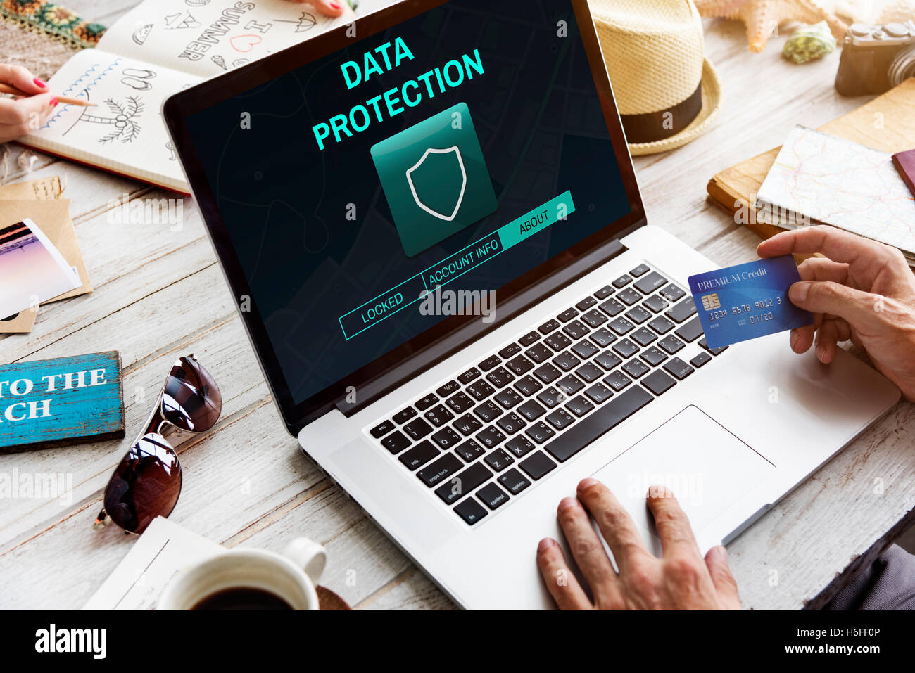 Data Protection Shield Secured Permission Graphic Concept Stock Photo ...