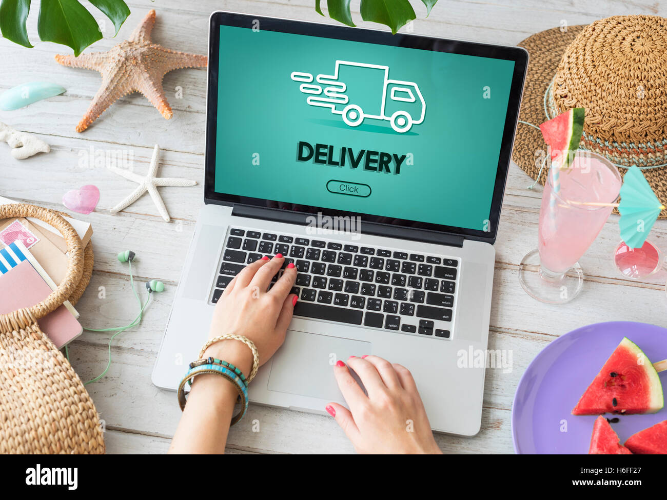 Truck Car Fast Delivery Service Concept Stock Photo - Alamy