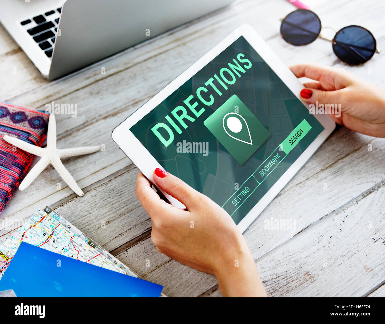 Directions Destination Location GPS Map Concept Stock Photo - Alamy