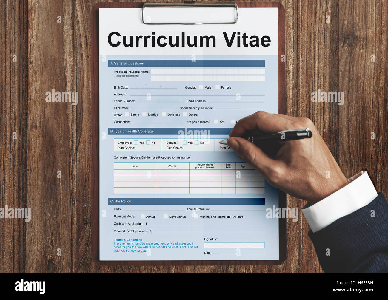 Curriculum Vitae Biography Form Concept Stock Photo - Alamy
