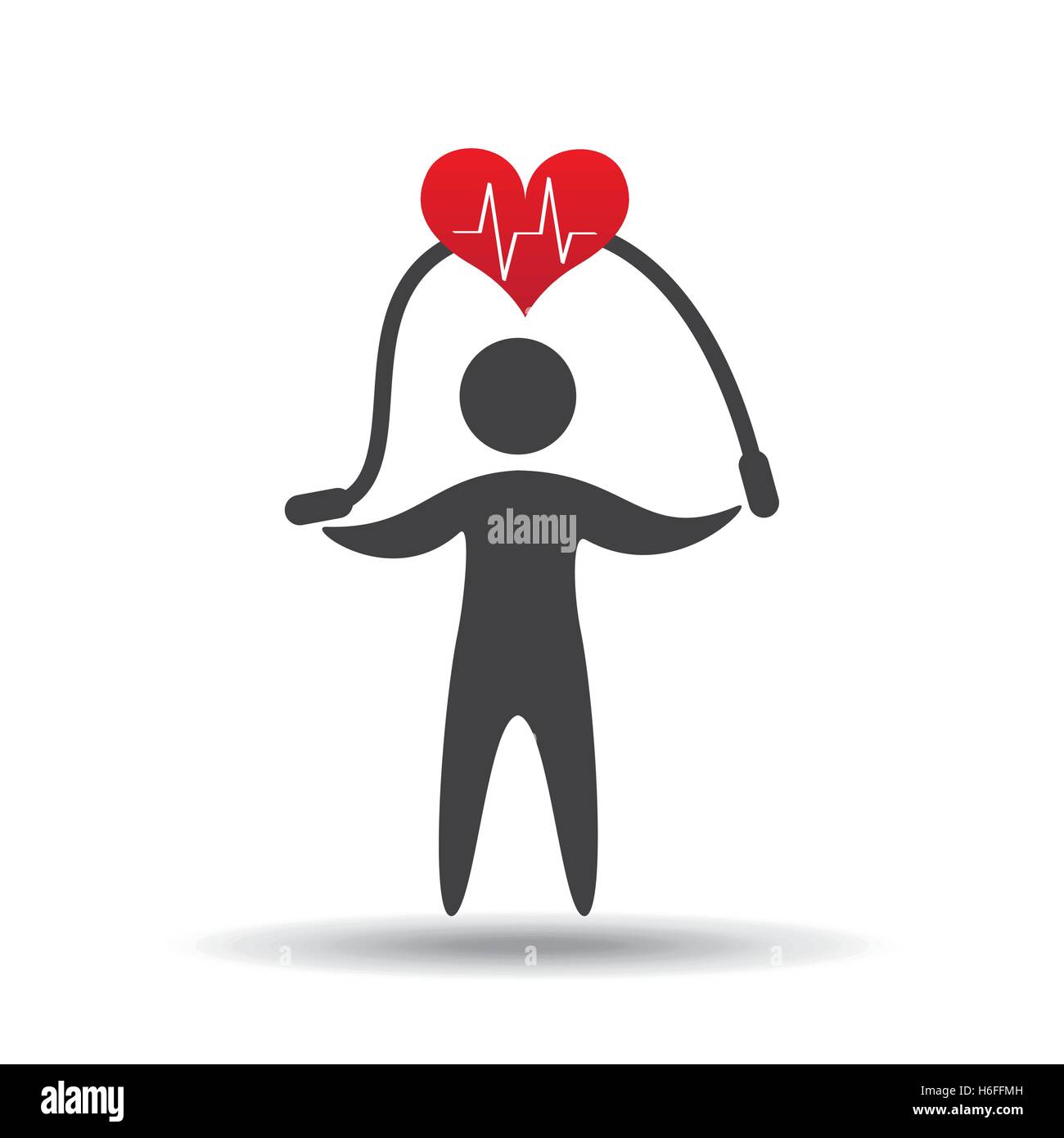athlete silhouette heart jump rope vector illustration Stock Vector ...