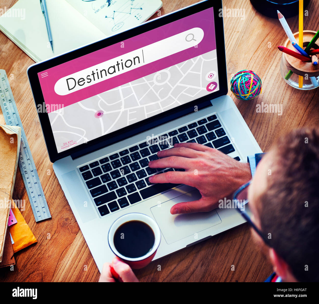 Destination Navigation GPS Map Concept Stock Photo - Alamy