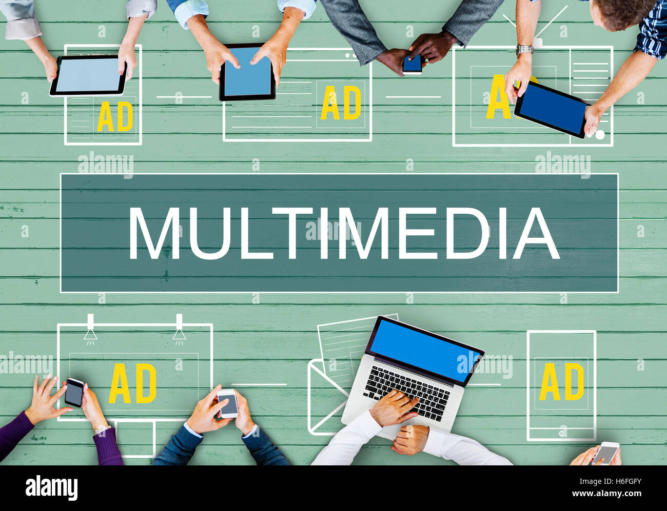 Multimedia Media Entertainment Communication Connection Concept Stock ...