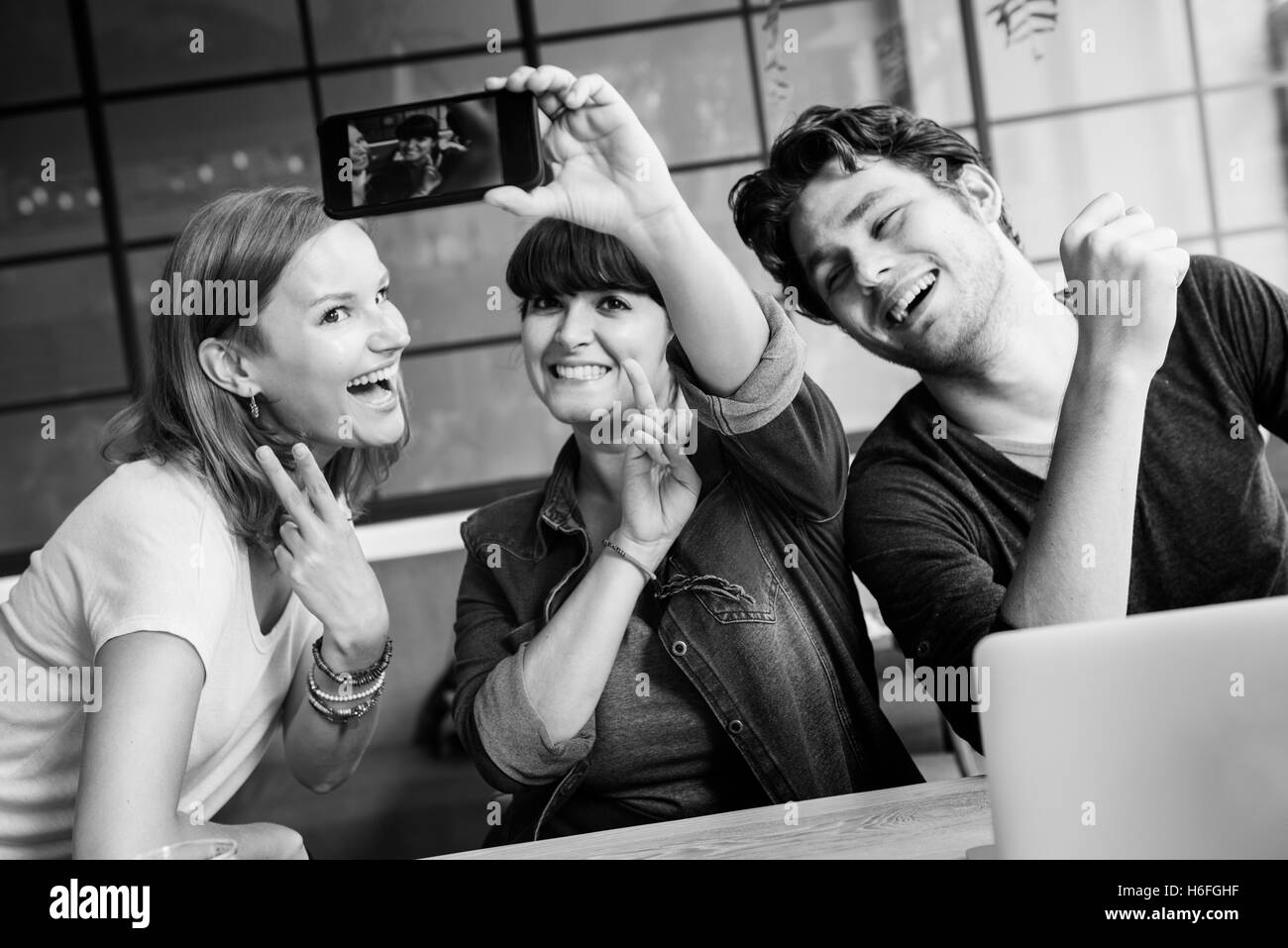 Groupie Together Teamwork Connection College Concept Stock Photo - Alamy