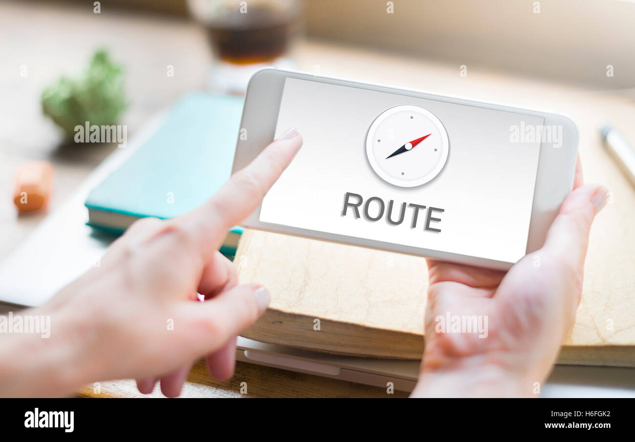 Route Destination Location GPS Map Concept Stock Photo - Alamy