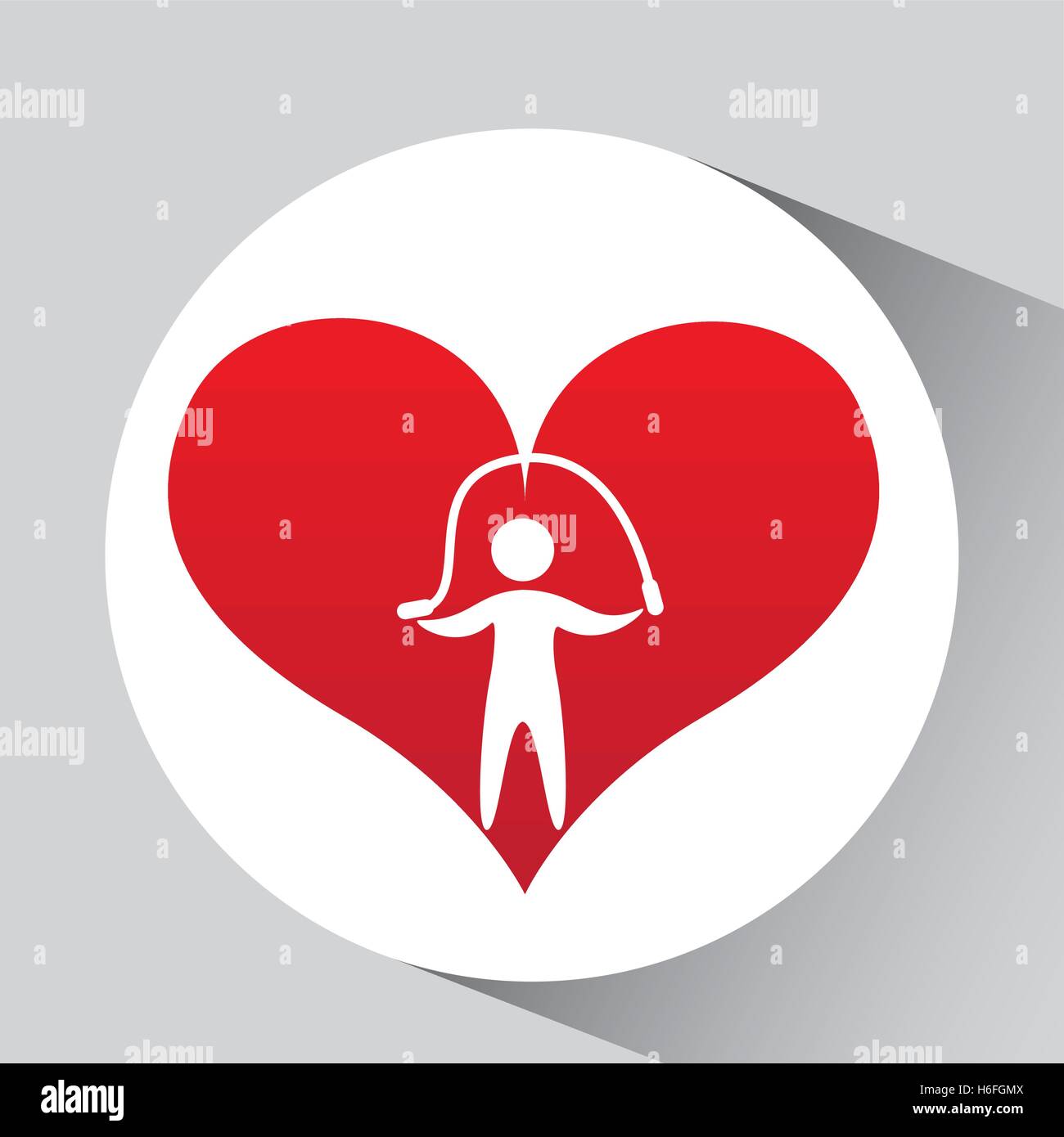 athlete silhouette heart jump rope vector illustration Stock Vector ...