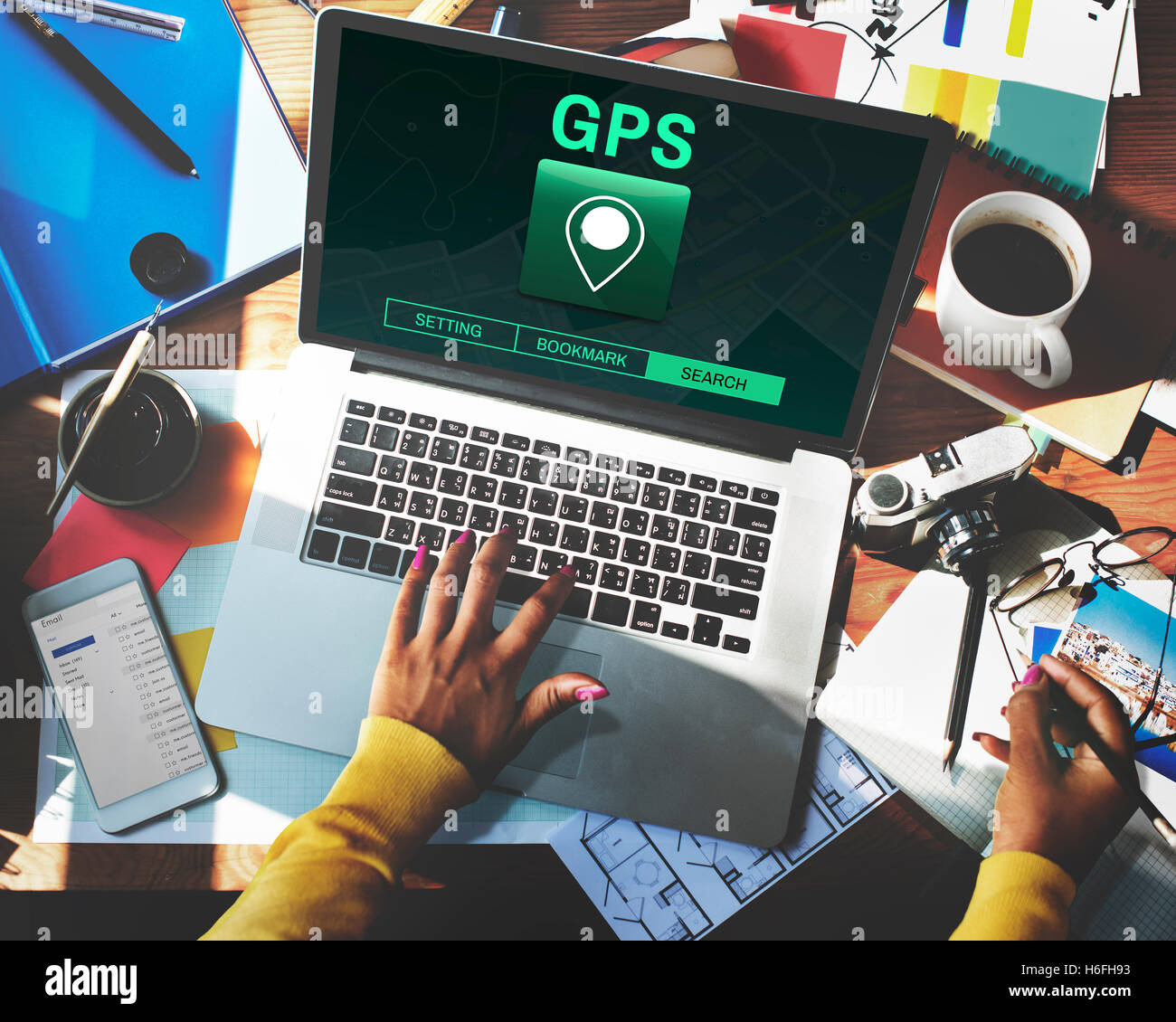 GPS Destination Location Map Concept Stock Photo - Alamy
