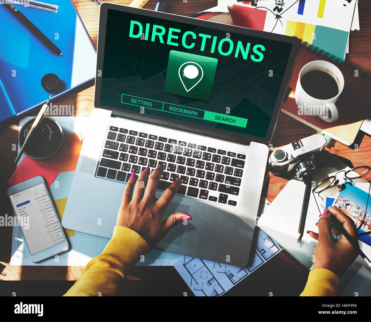 Directions Destination Location GPS Map Concept Stock Photo - Alamy