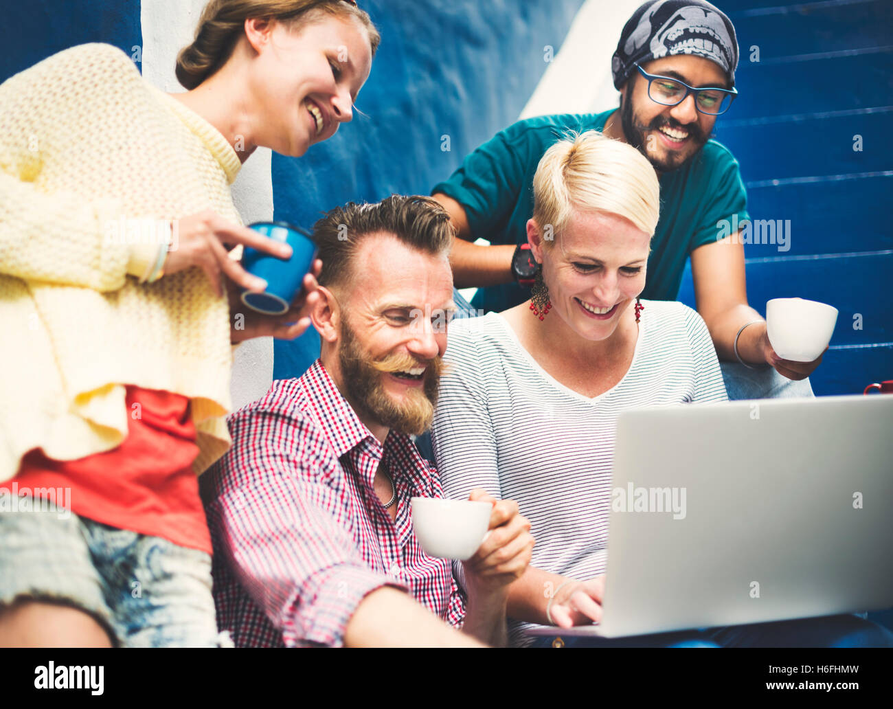 Group Of People Browsing Internet Concept Stock Photo - Alamy