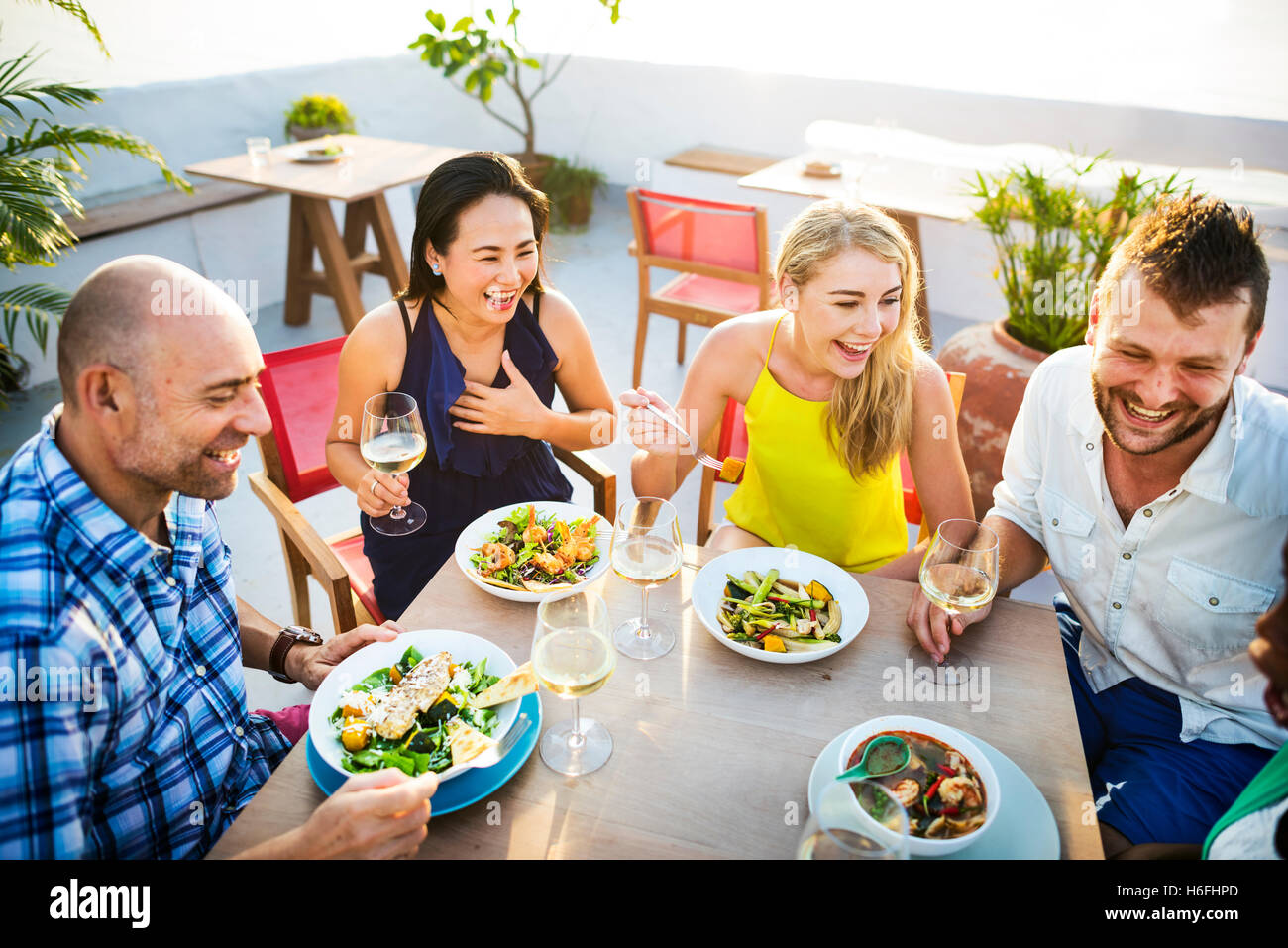 Group Of People Dining Concept Stock Photo - Alamy