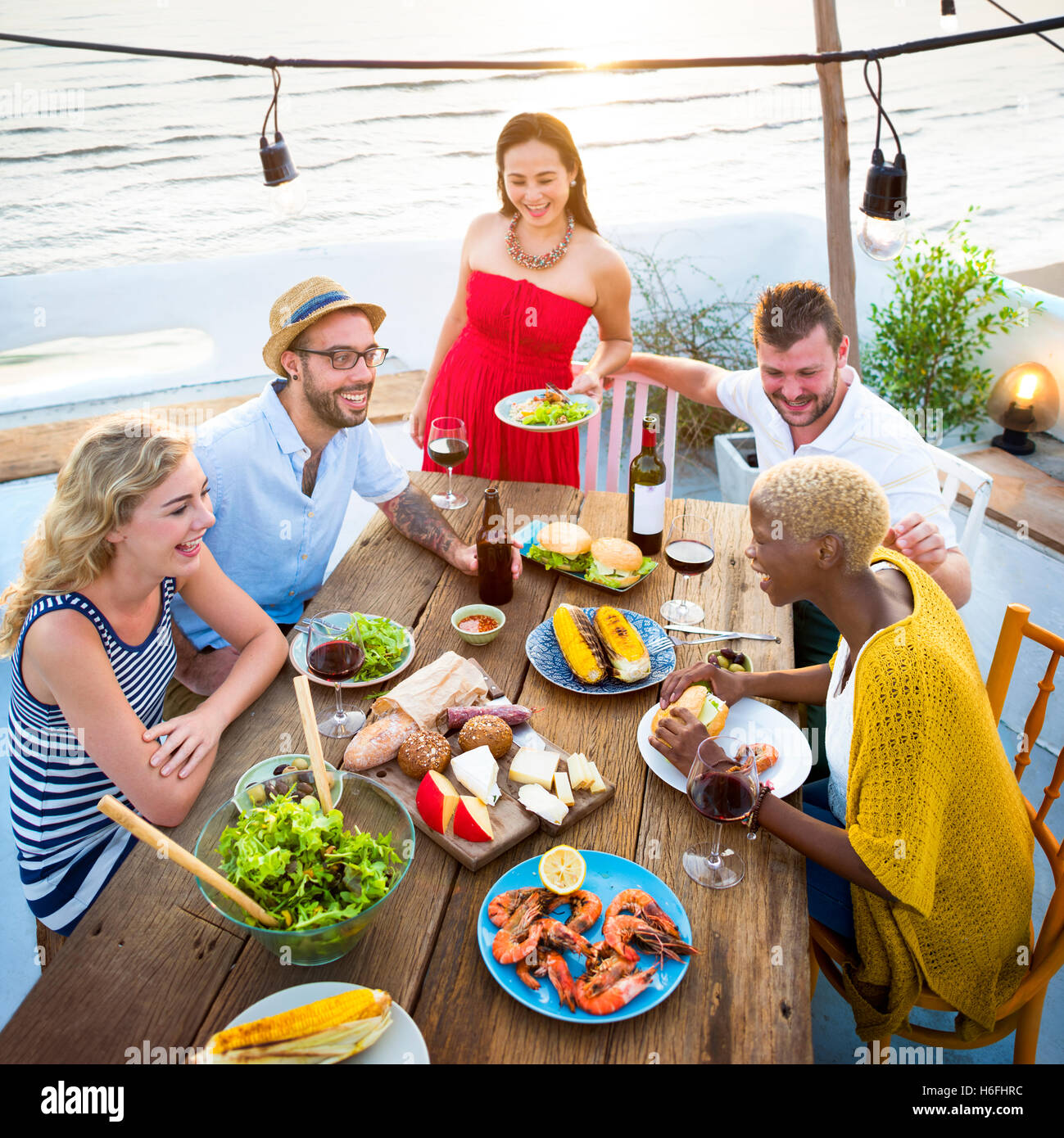 Group Of People Dining Concept Stock Photo - Alamy