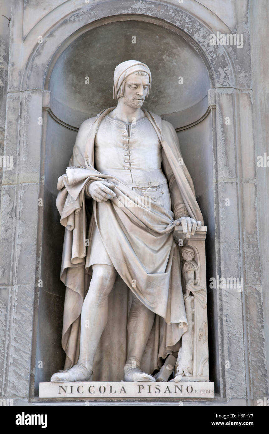 Statue of Niccolo Pisano, Uffizi art museum, Galleria degli Uffici ...