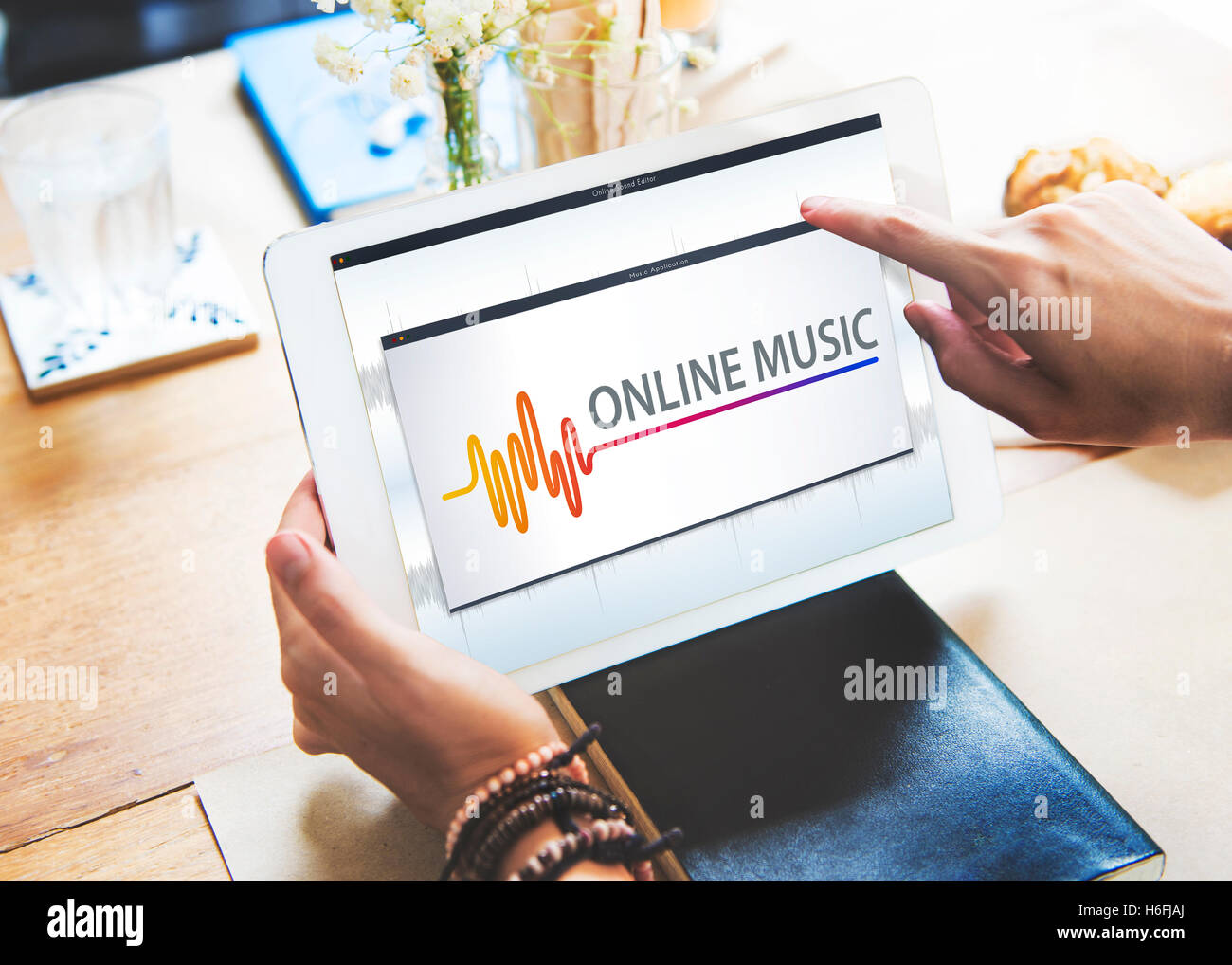 Online Music Audio Music Streaming Wave Graphic Concept Stock Photo - Alamy