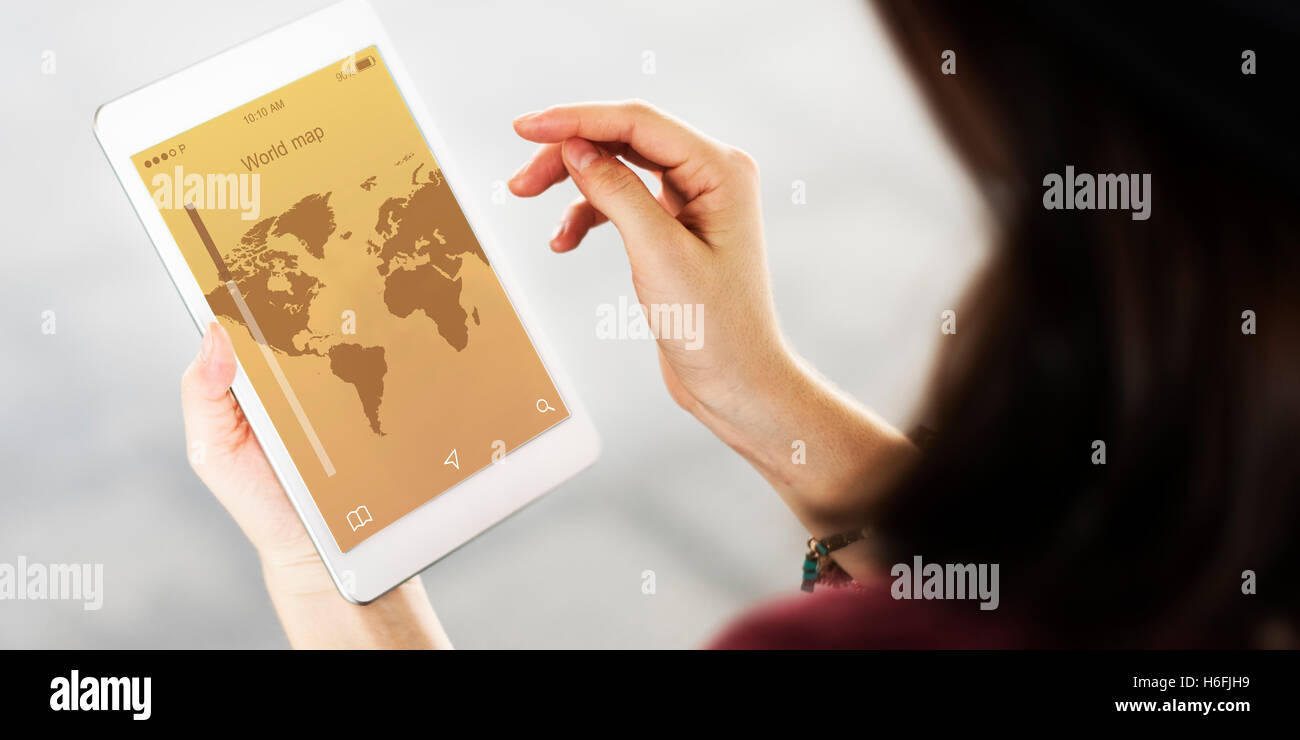 World Map Travel Application Concept Stock Photo - Alamy