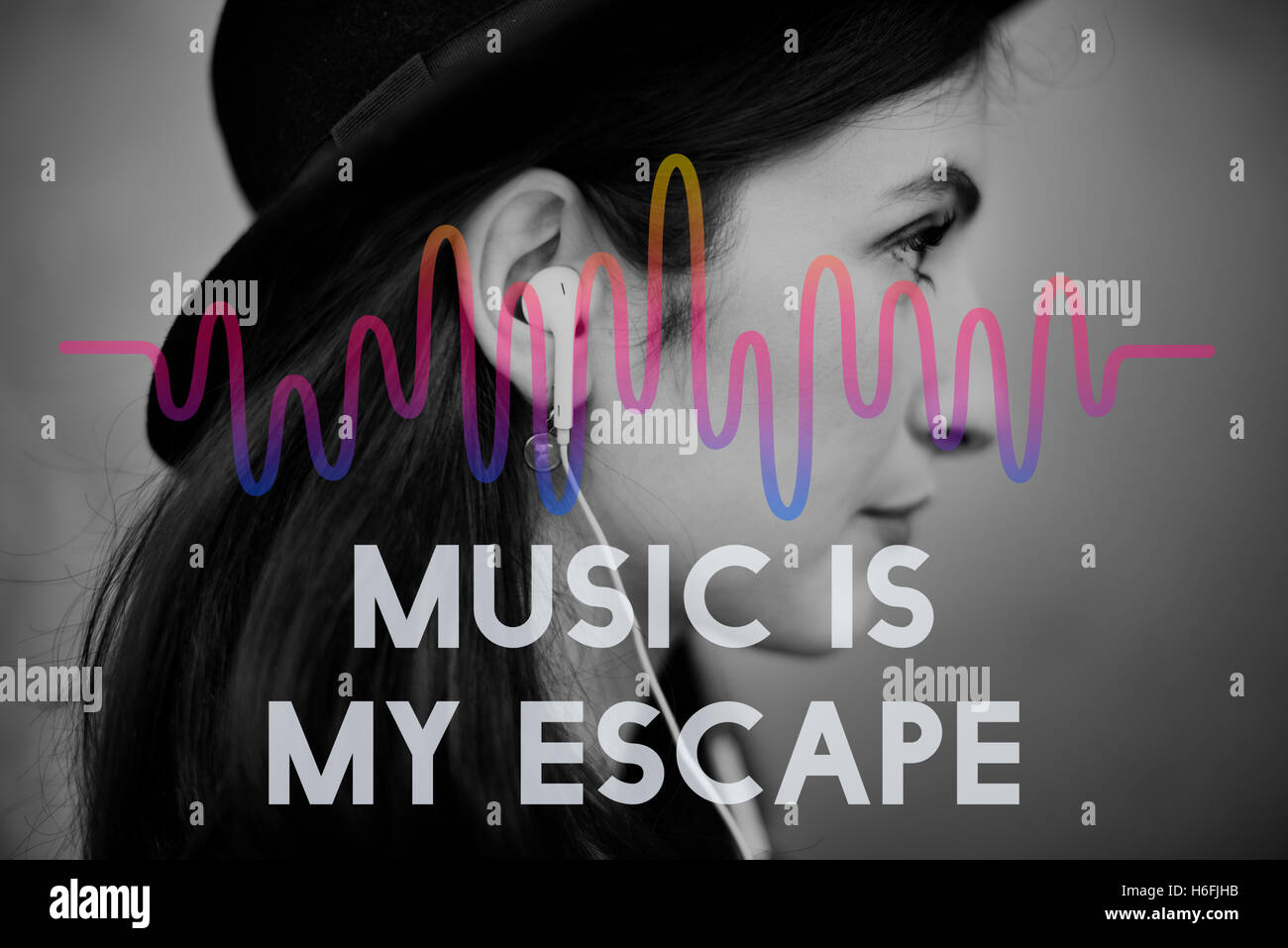 Music Waves Audio Lifestyle Concept Stock Photo - Alamy