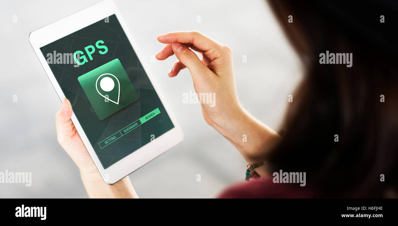 GPS Destination Location Map Concept Stock Photo - Alamy